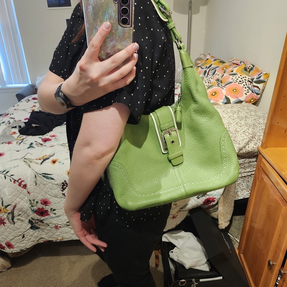 Coach | Bags | Coach Green Leather Shoulder Bag | Poshmark